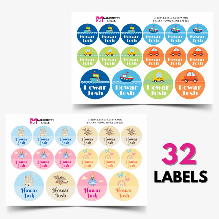 Round Name Labels for 2026 - Namebetti Round Daycare Name Labels ...